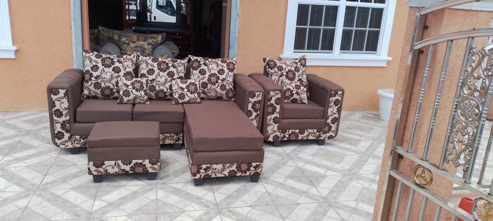 Brown L shape+ Chair Sofa Set – BuyMozlems.com