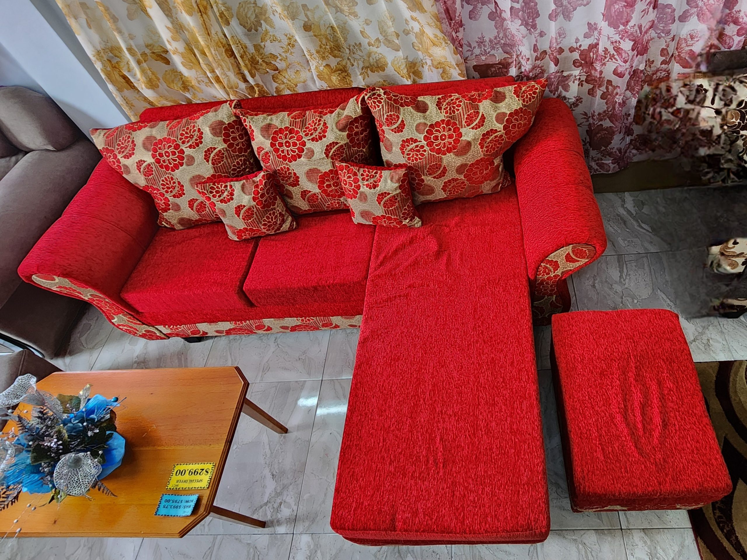L-Shaped Sofa Set- Red – BuyMozlems.com